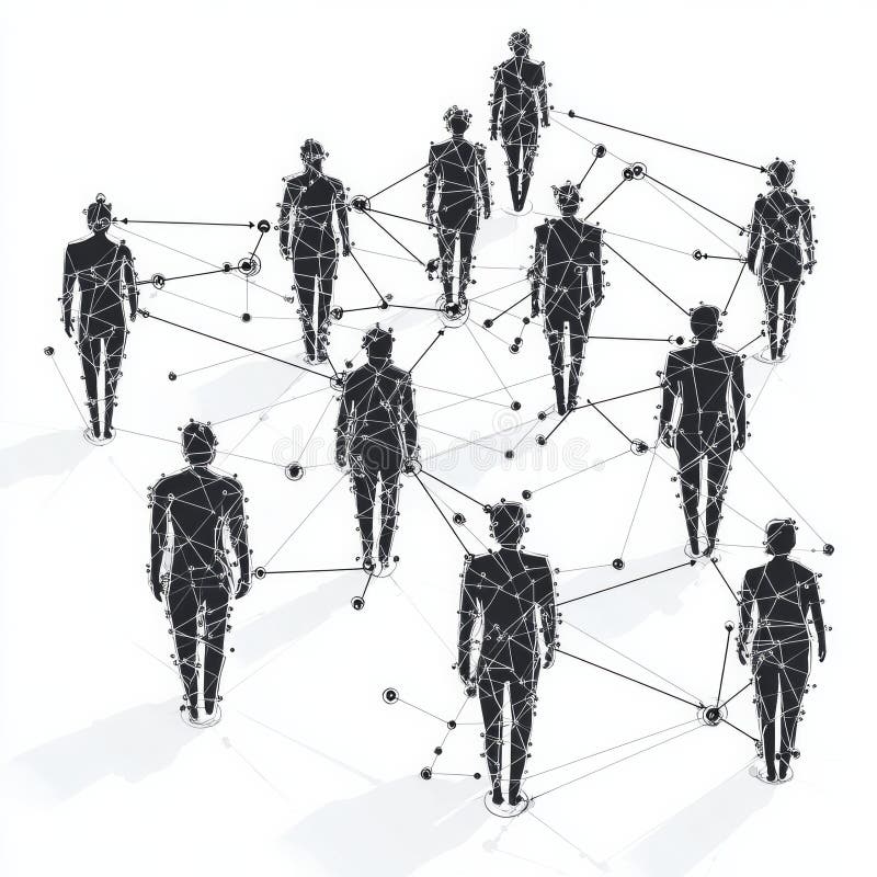 Network of Connected Figures Illustrating Human Interaction and ...