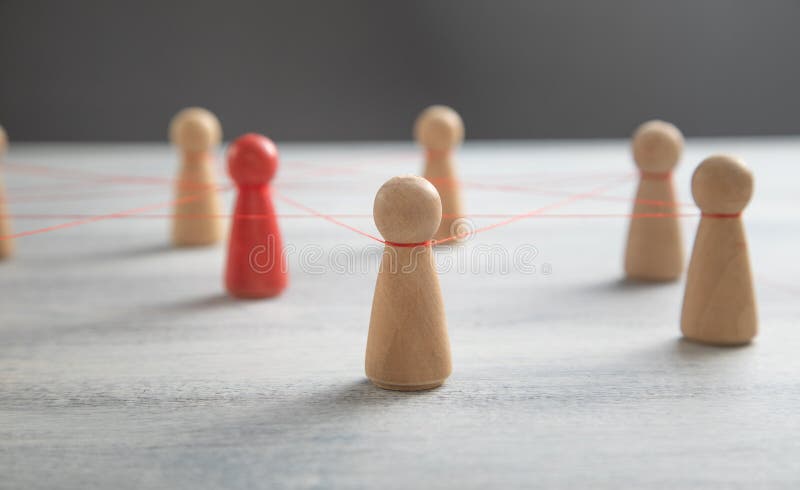 Network with Connected Human Figures. Social Media Stock Image - Image ...