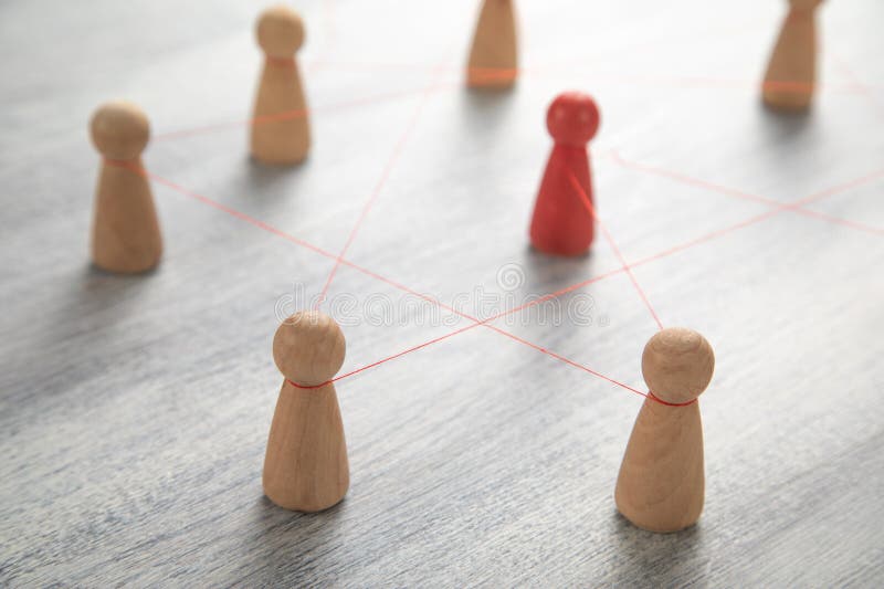 Network with Connected Human Figures. Social Media Stock Photo - Image ...