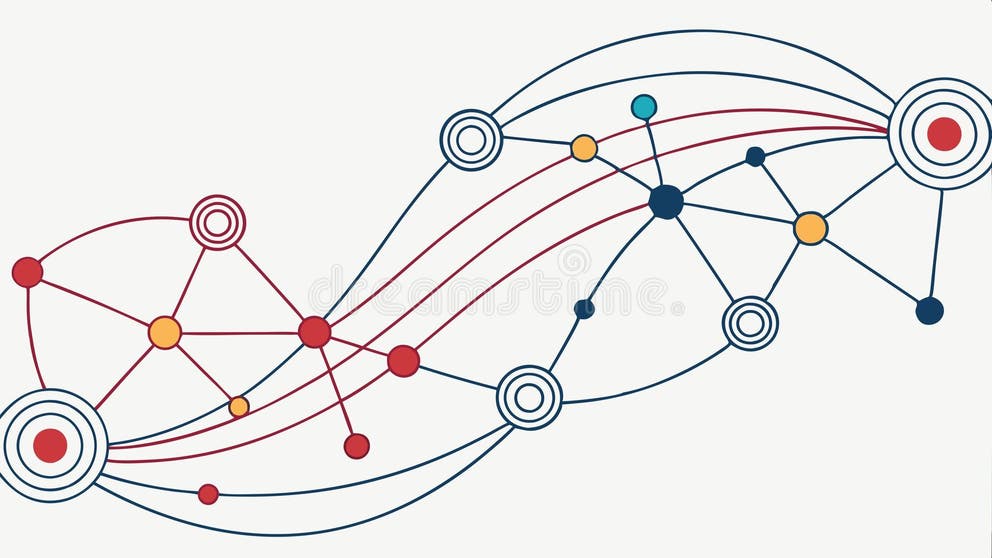 Network of Connected Nodes, Technology and Data Connection Abstract Vector Design Generative AI ...