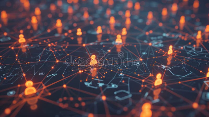 Network of Connected People with Glowing Nodes, Generative AI Stock ...