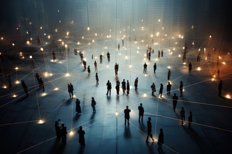 Network of Connected People with a Large Group of People. Generative AI ...