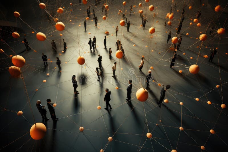 Network of Connected People with a Large Group of People. Generative AI ...