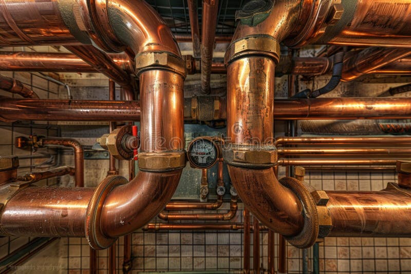A Network of Connected Pipes for Industrial Use Stock Image - Image of ...