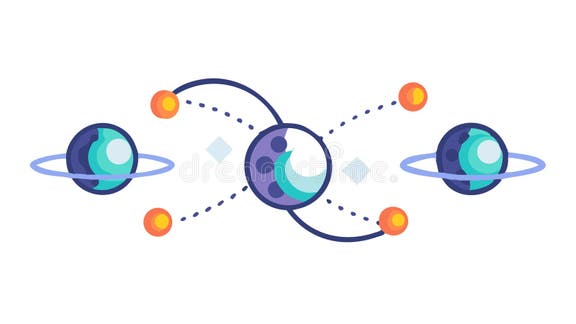 Network of Connected Planets in Space Vector Illustration, Vector ...