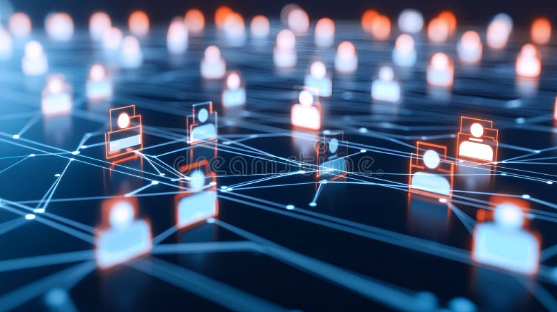 A Network of Connected Profiles in a Digital Space Stock Illustration ...