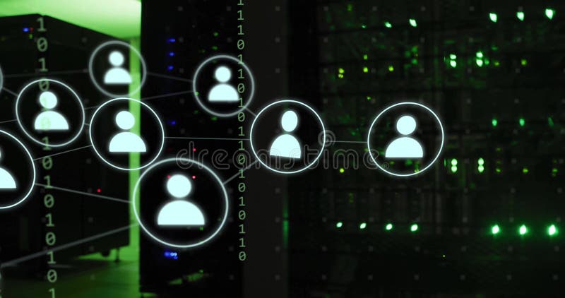 Network of Connected User Icons Image Over Server Room Background Stock ...