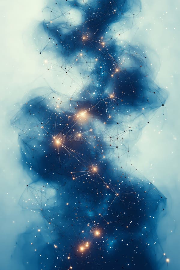 Network Connecting Bright Stars in Nebula Space Abstract Background ...