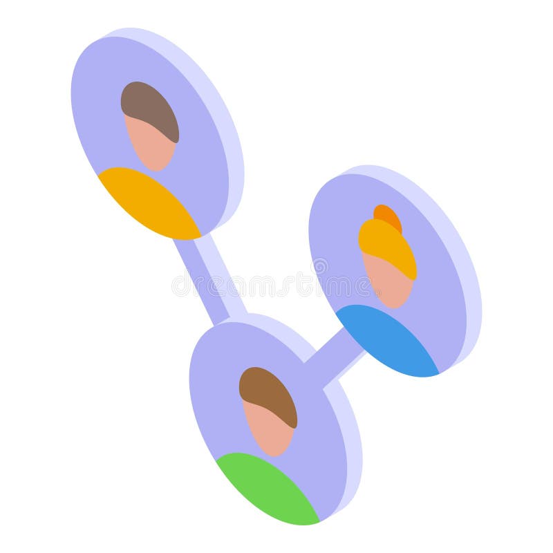 Network Connecting People with Lines and Avatars Isometric Illustration ...