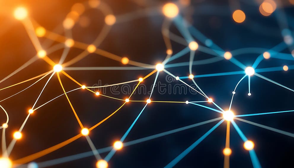 Network Connection Abstract, Tech Nodes and Data Flow, Stock Photo ...
