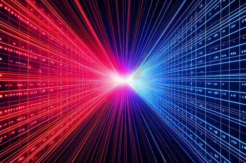 Network Connection.Blue Red Line Graphs in the Dark Stock Illustration ...