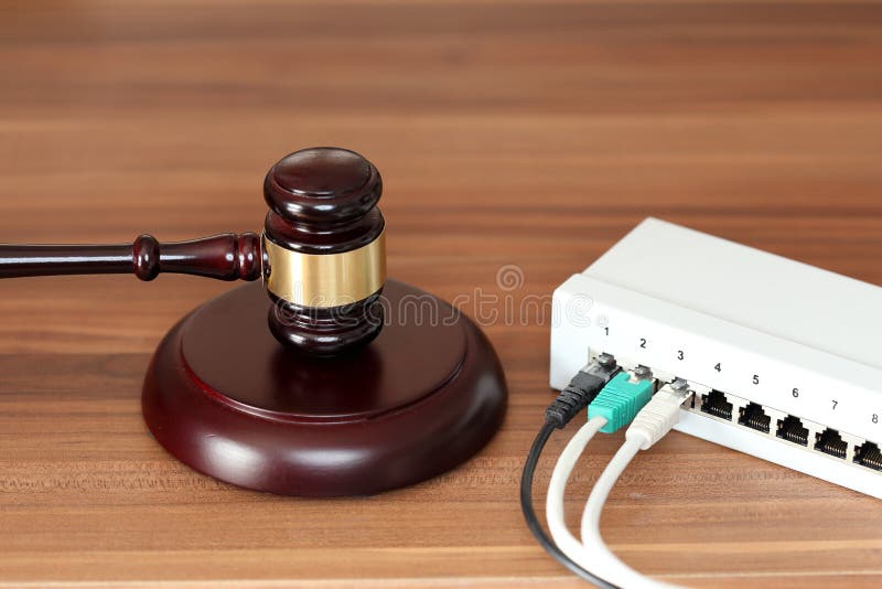 Network Connection Box with Gavel Stock Photo - Image of broadband ...