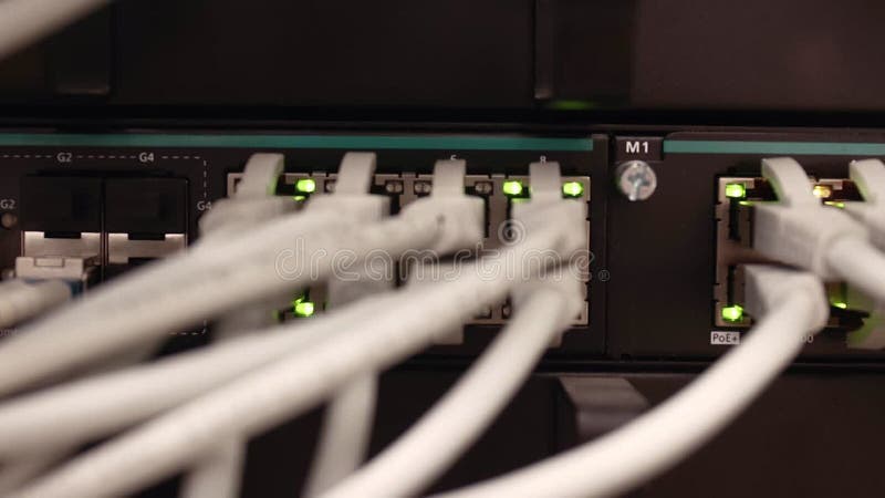 Network Cables into Rack Servers Stock Video - Video of plug, equipment ...