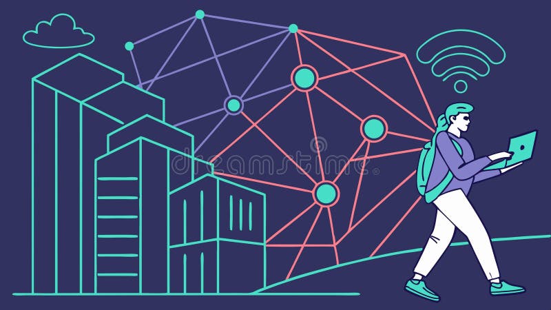 Network Connection City, Global Tech, Urban Connectivity Design Vector ...