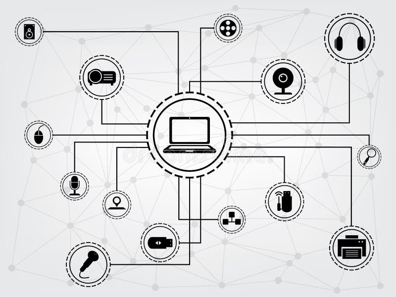 Network Connections, Information Flow with Icons in Horizontal Position ...