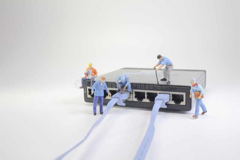 A Network Connection Concept with Small Figure Stock Photo - Image of ...
