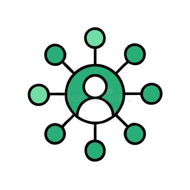 Network Connection Concept Vector with Central User and Green Nodes ...