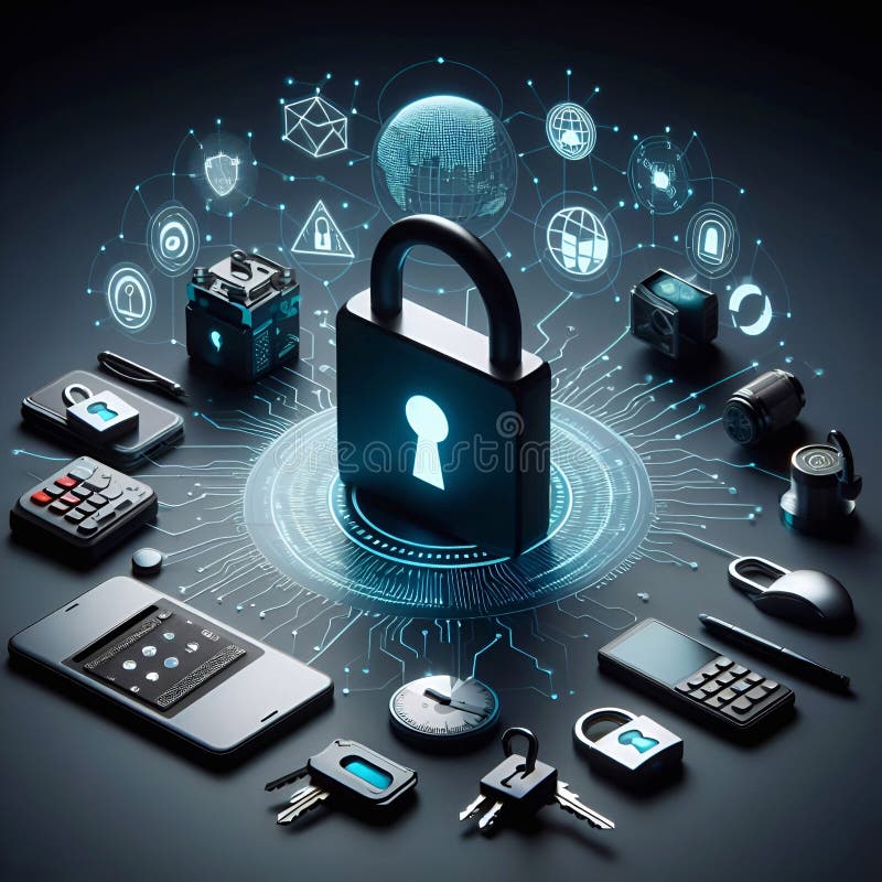 Network Connection. and Data Protection Concept Stock Illustration ...