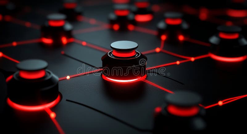 A Network Connection Depicted in Abstract Form, Featuring Glowing Red ...