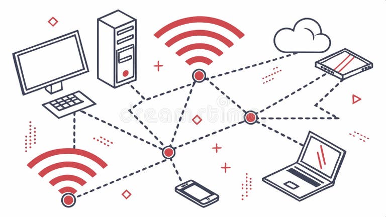 Network Connection Diagram, Data Network, Internet Connection, Digital ...