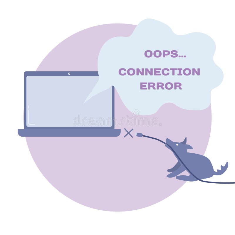 Server Connection Error Concept. Laptop and Server, Disconnect, Vector ...