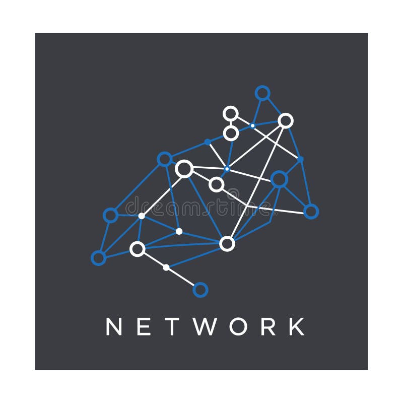 Network Connection Graphic Design with Blue and White Nodes and Lines ...