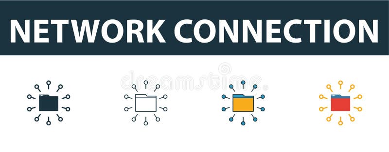 Network Connection Icon Set. Four Simple Symbols in Diferent Styles ...