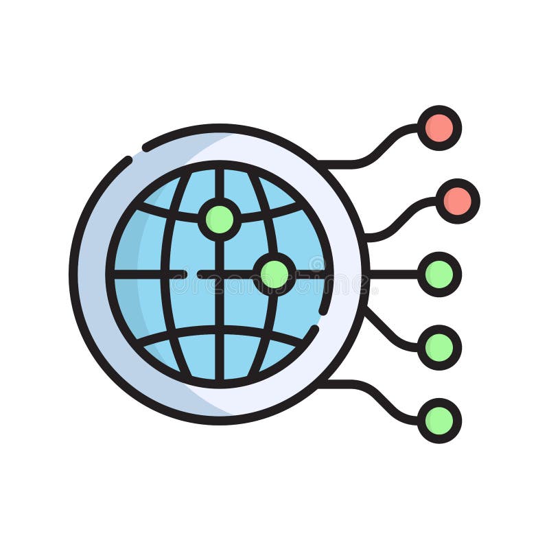 Network Connection Icon Vector Illustration. Flat Outline Cartoon ...