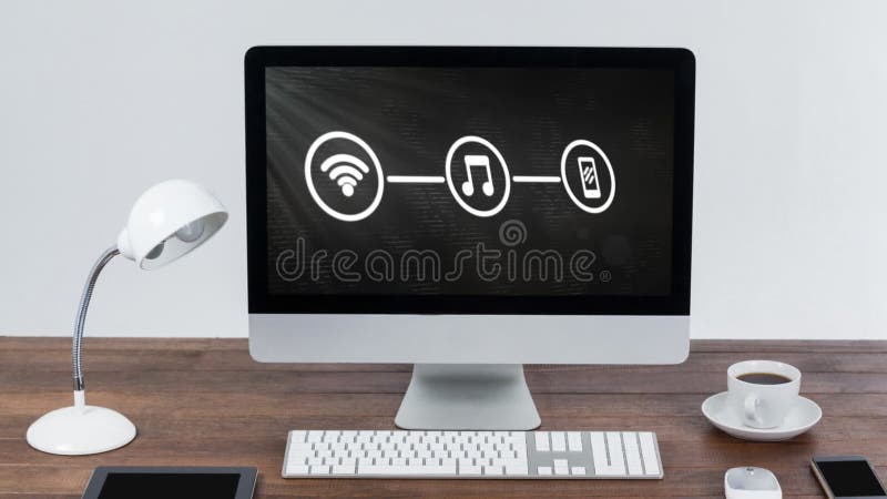 Network of Connection Icons on Computer Screen Stock Footage - Video of ...