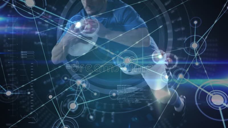 Network Connection with Male Rugby Player Jumping Stock Footage - Video ...