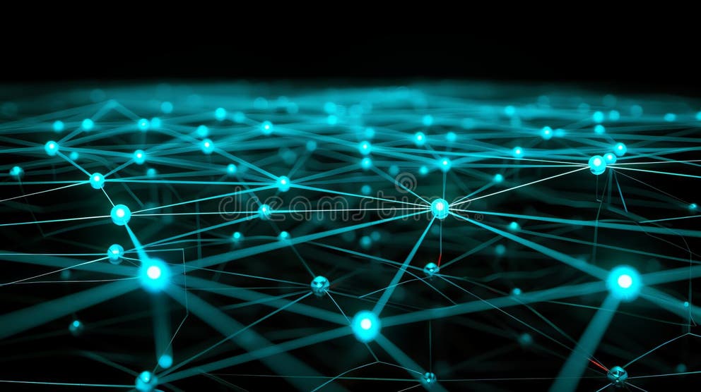 Network Connection Nodes Digital Data Visualization Stock Illustration ...