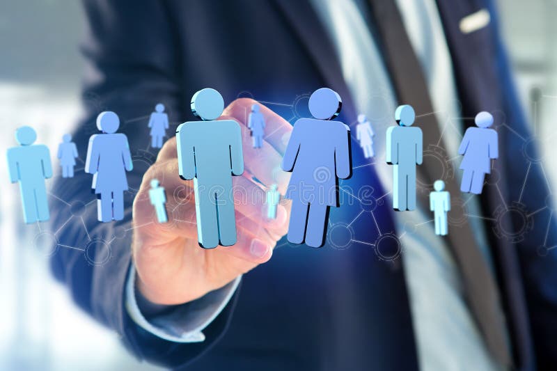 Network Connection with People Linked Each Other - 3D Rendering Stock ...