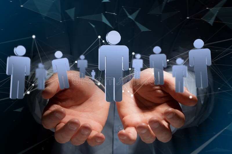 Network Connection with People Linked Each Other - 3D Rendering Stock ...