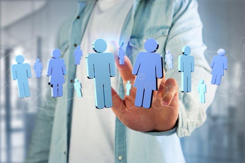 Network Connection with People Linked Each Other - 3D Rendering Stock ...