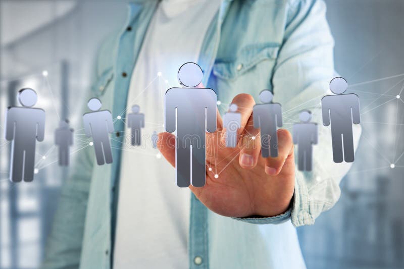 Network Connection with People Linked Each Other - 3D Rendering Stock ...