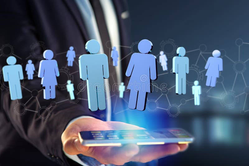 Network Connection with People Linked Each Other - 3D Rendering Stock ...