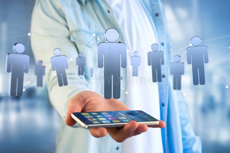 Network Connection with People Linked Each Other - 3D Rendering Stock ...