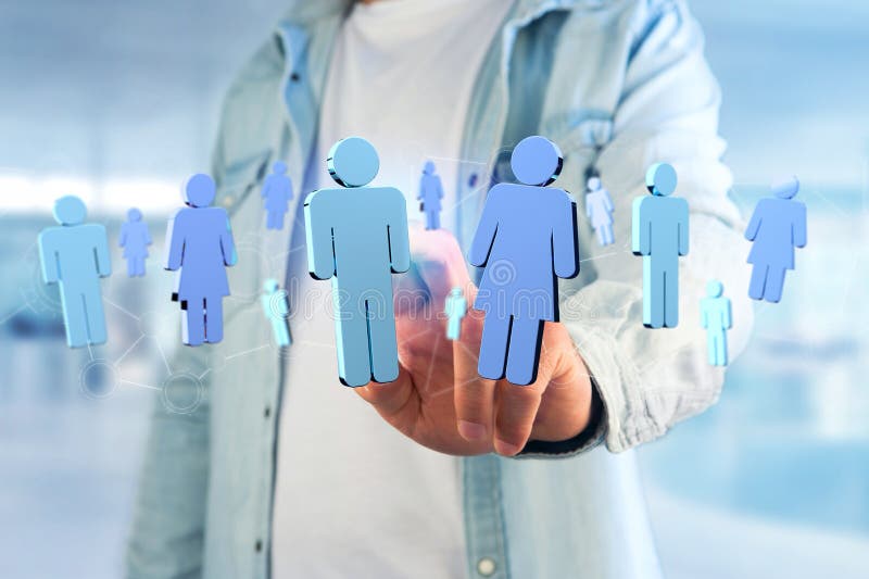 Network Connection with People Linked Each Other - 3D Rendering Stock ...