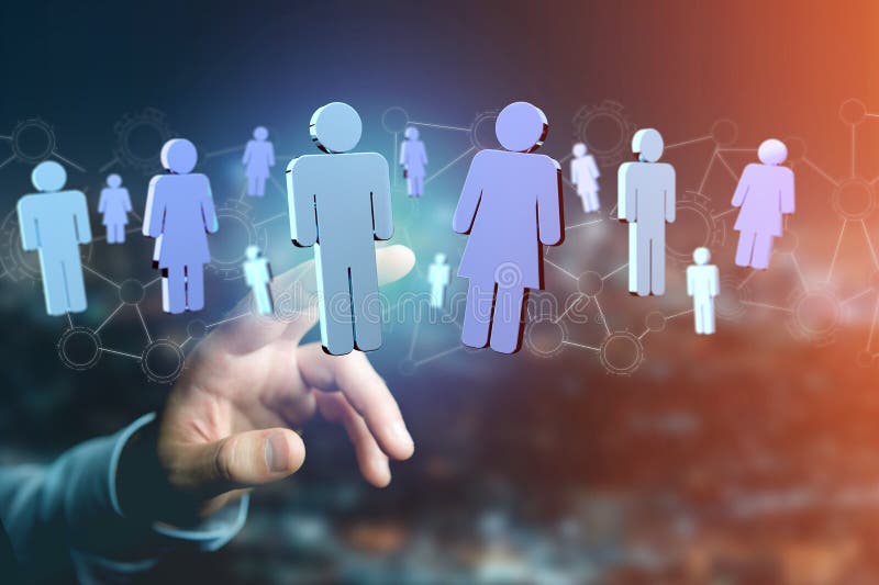 Network Connection with People Linked Each Other - 3D Rendering Stock ...