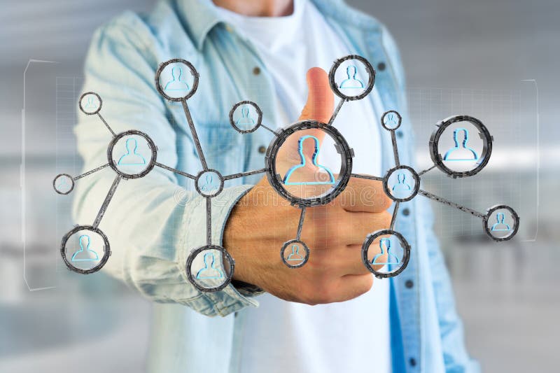 Network Connection with People Linked Each Other in Technology W Stock ...