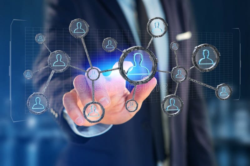 Network Connection with People Linked Each Other in Technology W Stock ...