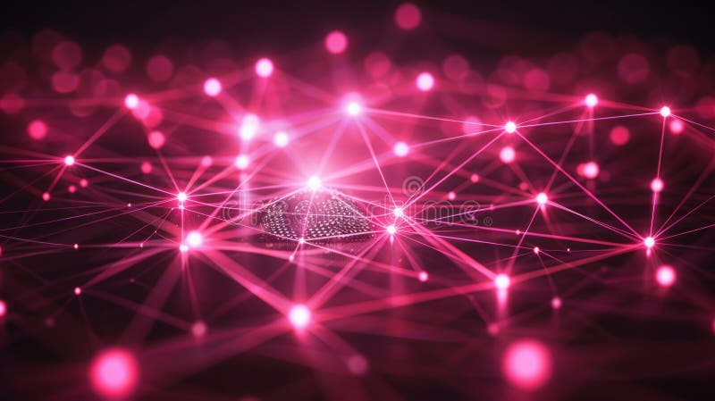 Network Connection with Pink Light Rays, Abstract Technology Background ...