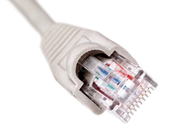 Network Connection Plug RJ-45. Macro. Isolated. Stock Image - Image of ...