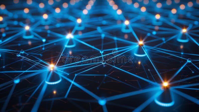 Network Connection Points Blue Lines Abstract Background, Networking ...