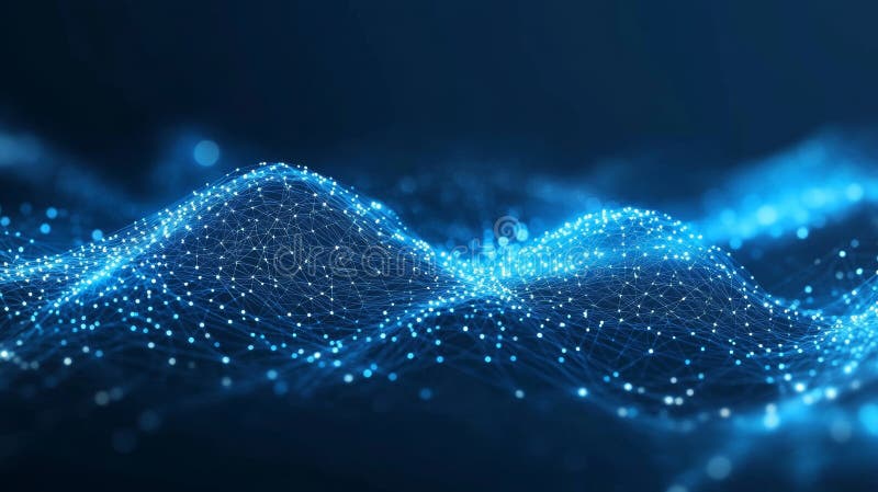 The Network Connection Structure on a Blue Background is a Digital ...