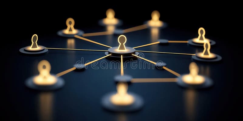 Network Connection System with Glowing People Icons Stock Photo - Image ...