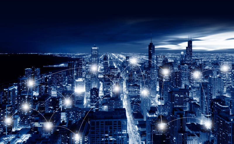Network and Connection Technology Concept of Chicago City, Chicago ...