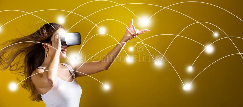 Network and Connection Technology Concept with Woman Using a VR Stock ...