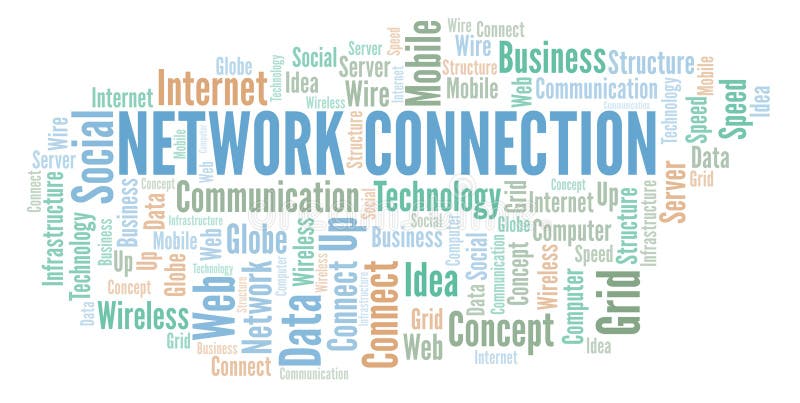Network Connection Word Cloud Stock Illustration - Illustration of font ...