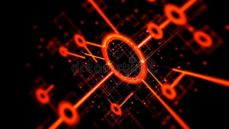 Network Connections Abstract of Glowing Orange Network Connections on a ...